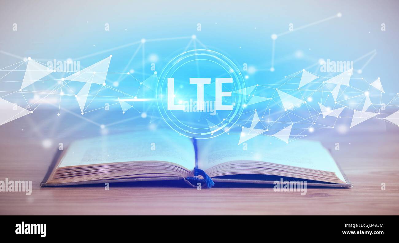 Open book with LTE abbreviation, modern technology concept Stock Photo ...