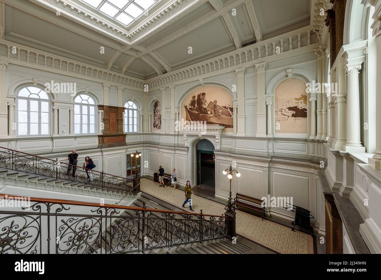 Ateneum Art Museum, staircase inside with ceiling painting by Gallen ...