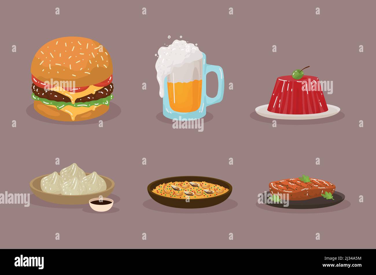 six international food icons Stock Vector Image & Art - Alamy