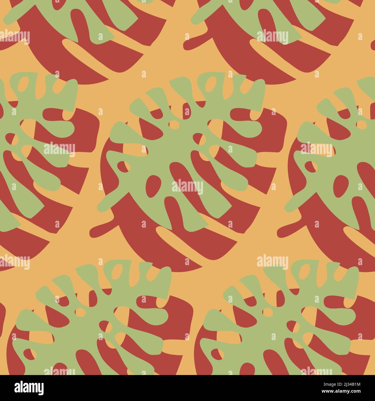 Monstera seamless pattern, carved tropical leaf pastel, illustration ...