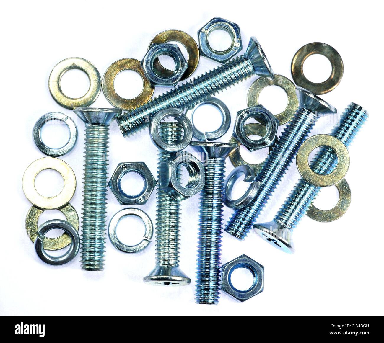 A closeup shot of nut bolts on isolated white background Stock Photo ...