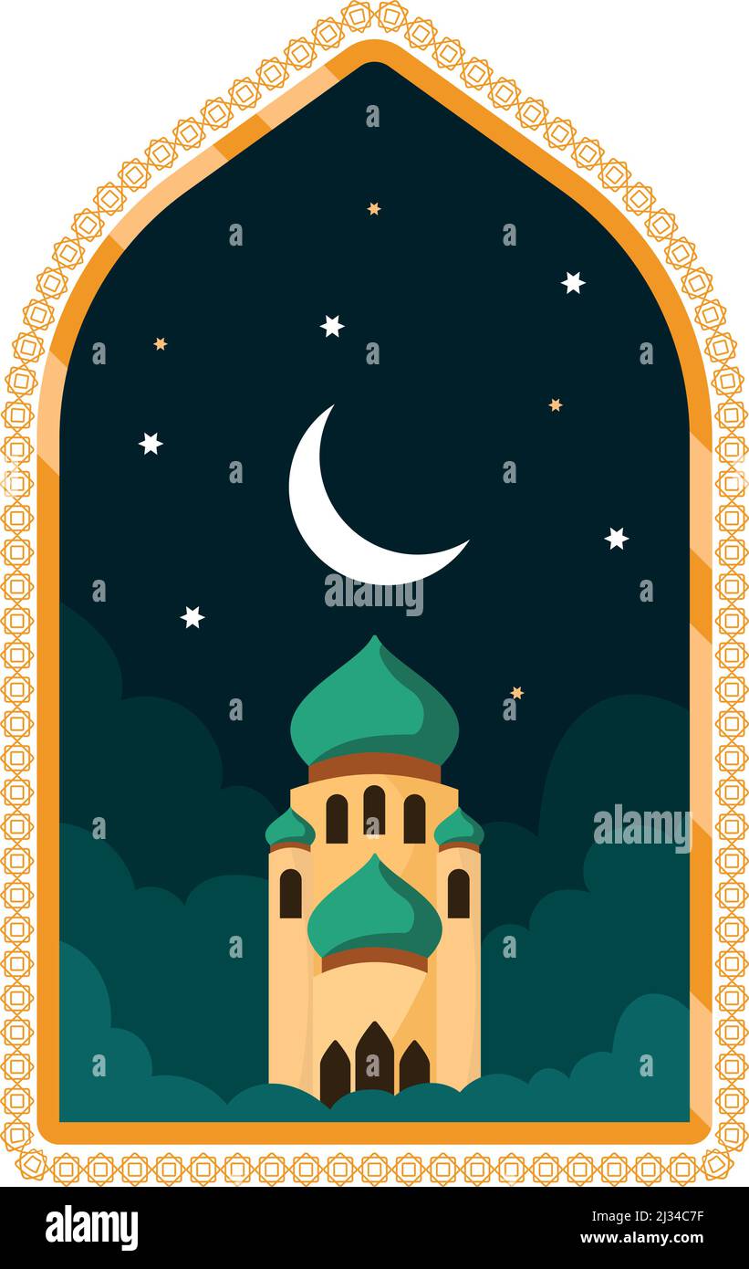 mosque and moon scene Stock Vector Image & Art - Alamy