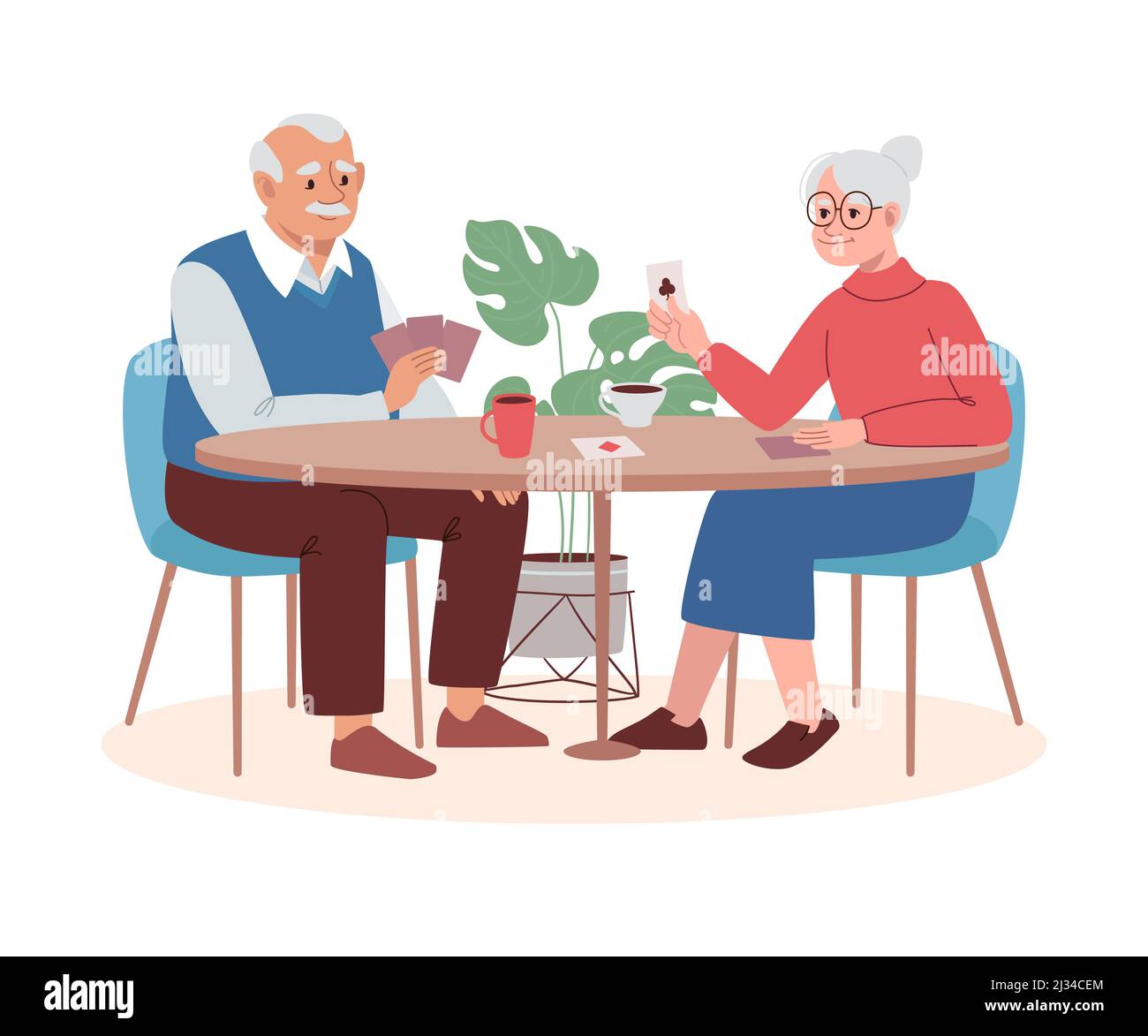 Elderly active happy cards Stock Vector Images - Alamy