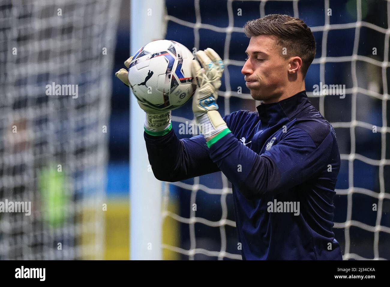 Stuart Moore #13 of Blackpool during the pre-game warmup Stock Photo ...