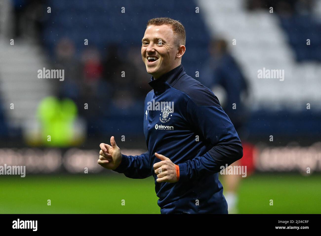 Shayne Lavery #19 of Blackpool during the pre-game warmup Stock Photo ...
