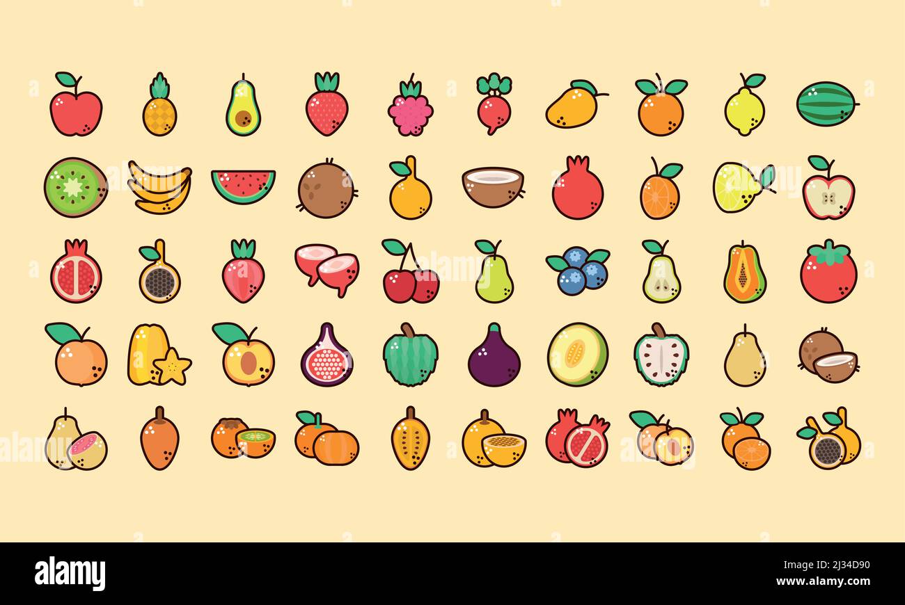 Fruit fruits flavors Stock Vector Images - Alamy