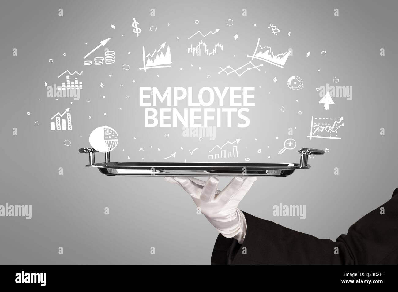 Waiter serving business idea concept Stock Photo - Alamy