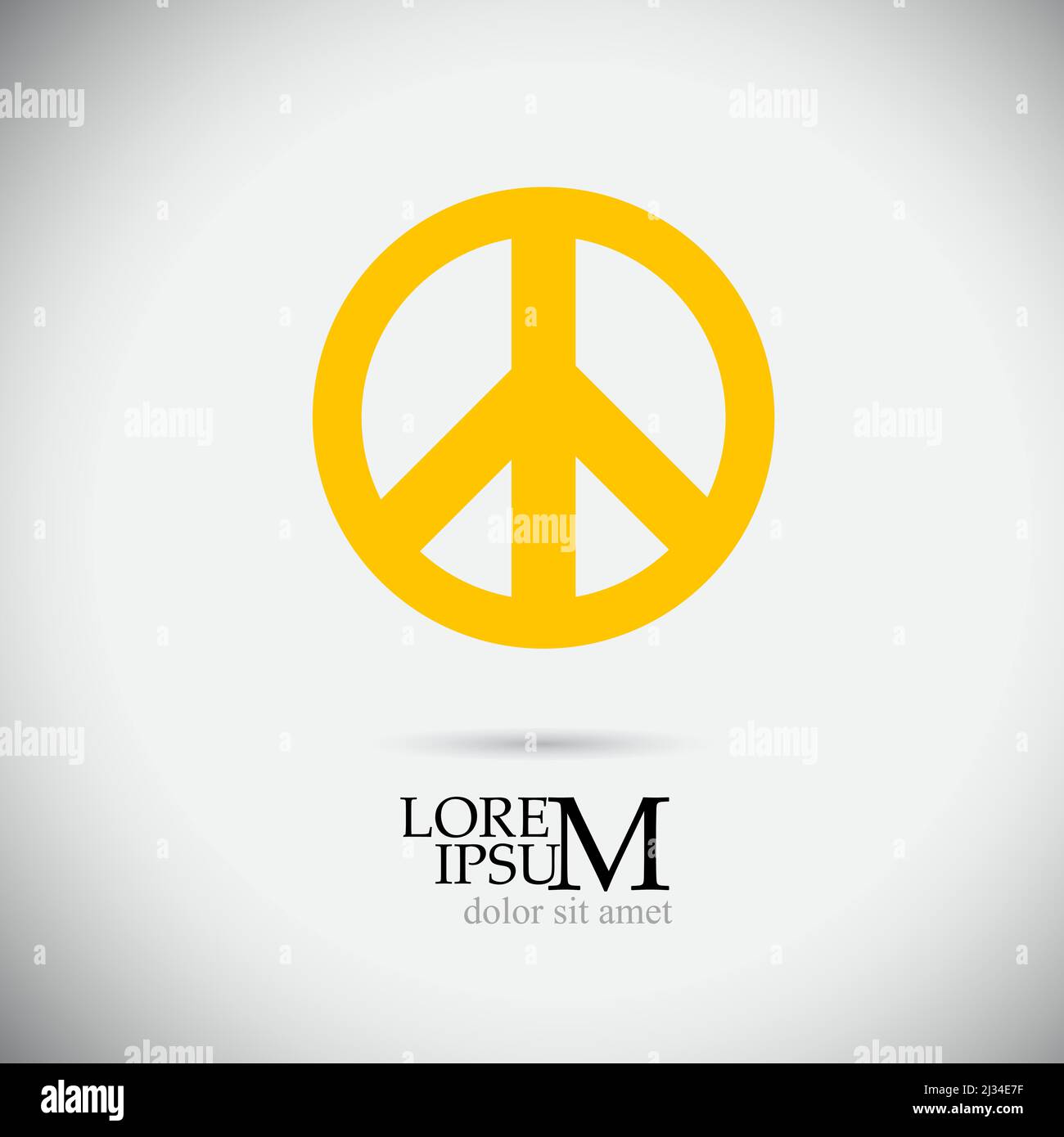 yellow Peace icon isolated . Hippie symbol of peace. Vector Stock ...