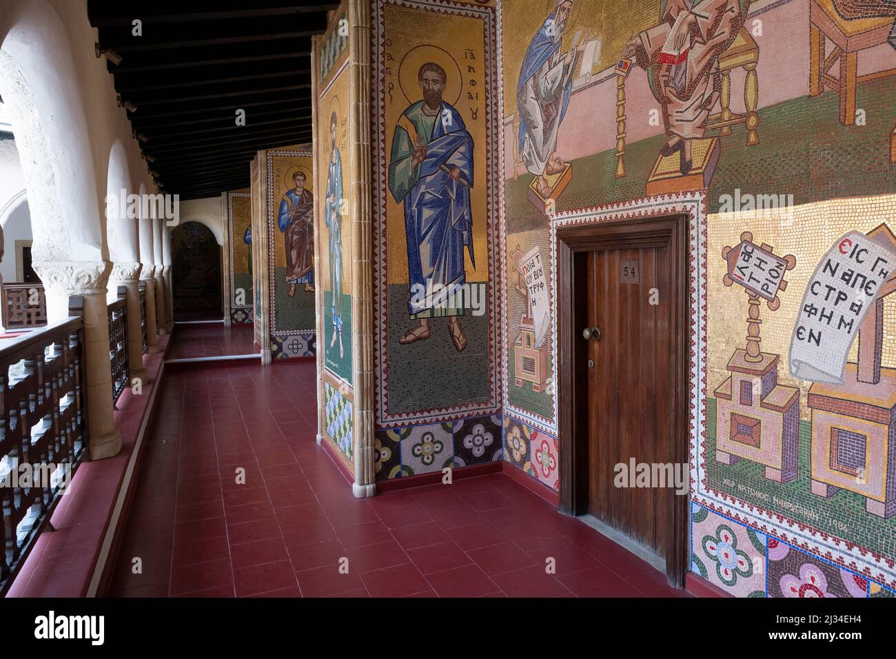 Interior view of the Kykkos Monastery which is situated in the Troodos ...