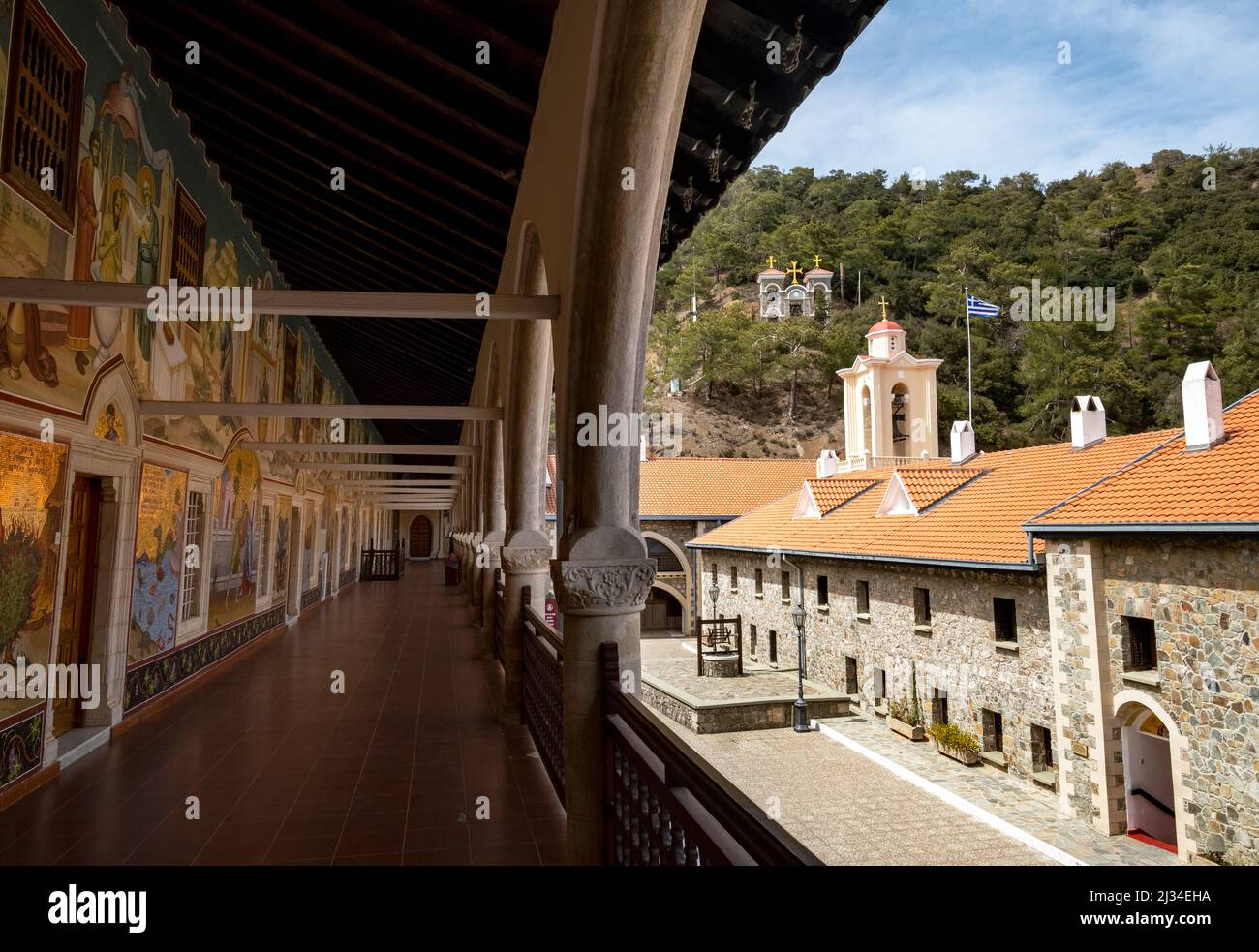 Interior view of the Kykkos Monastery which is situated in the Troodos ...