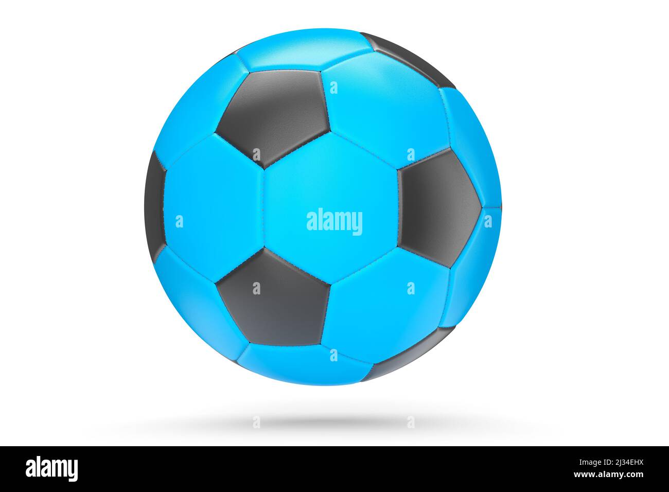 Blue soccer or football ball isolated on white background. 3d rendering ...