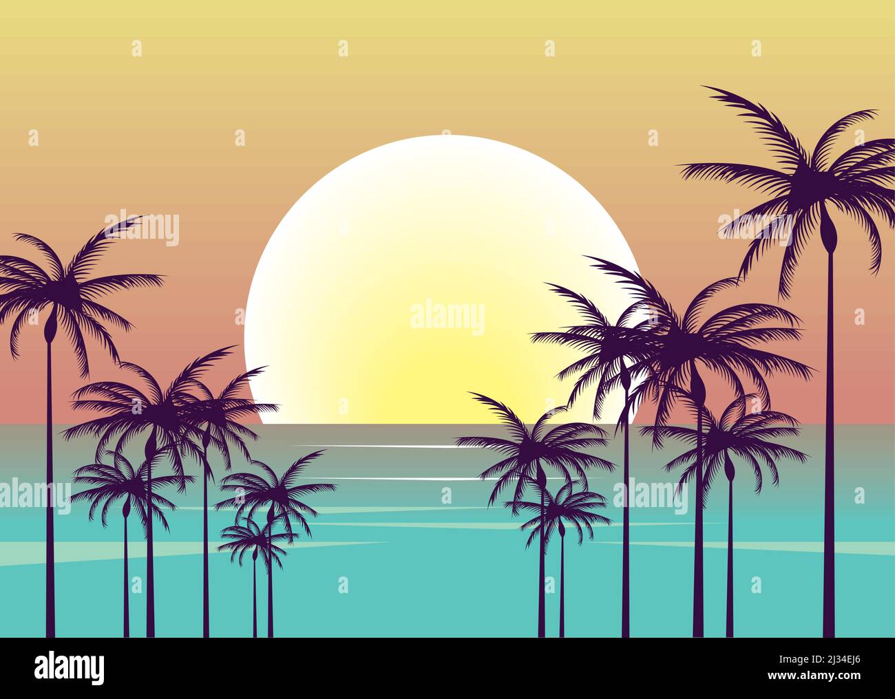 beach seascape with palms Stock Vector Image & Art - Alamy