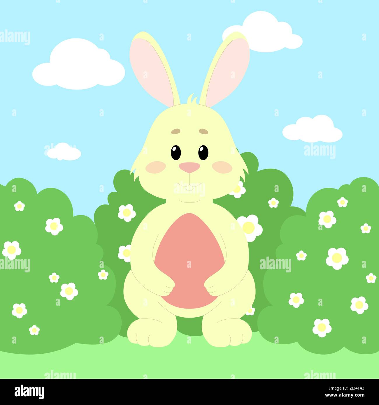 Easter bunny in cartoon style. Colorful vector illustration for festive ...