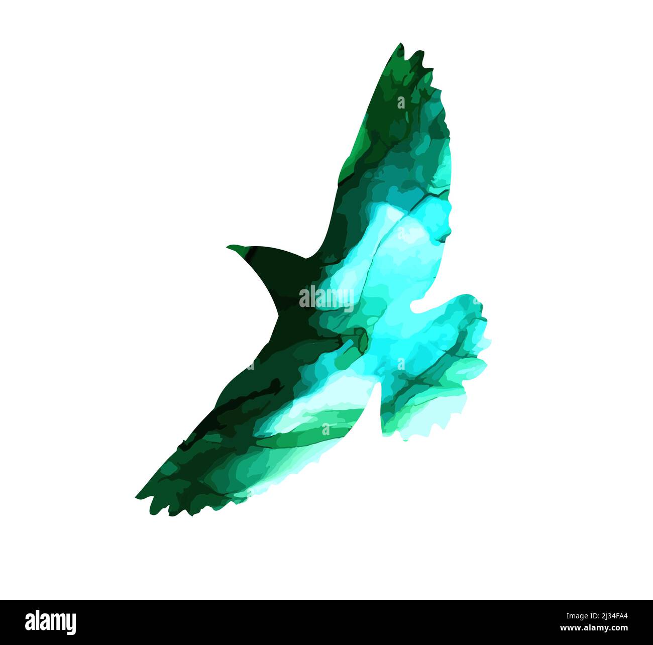 Beautiful magic bright colored flying bird with spread wings. Vector ...