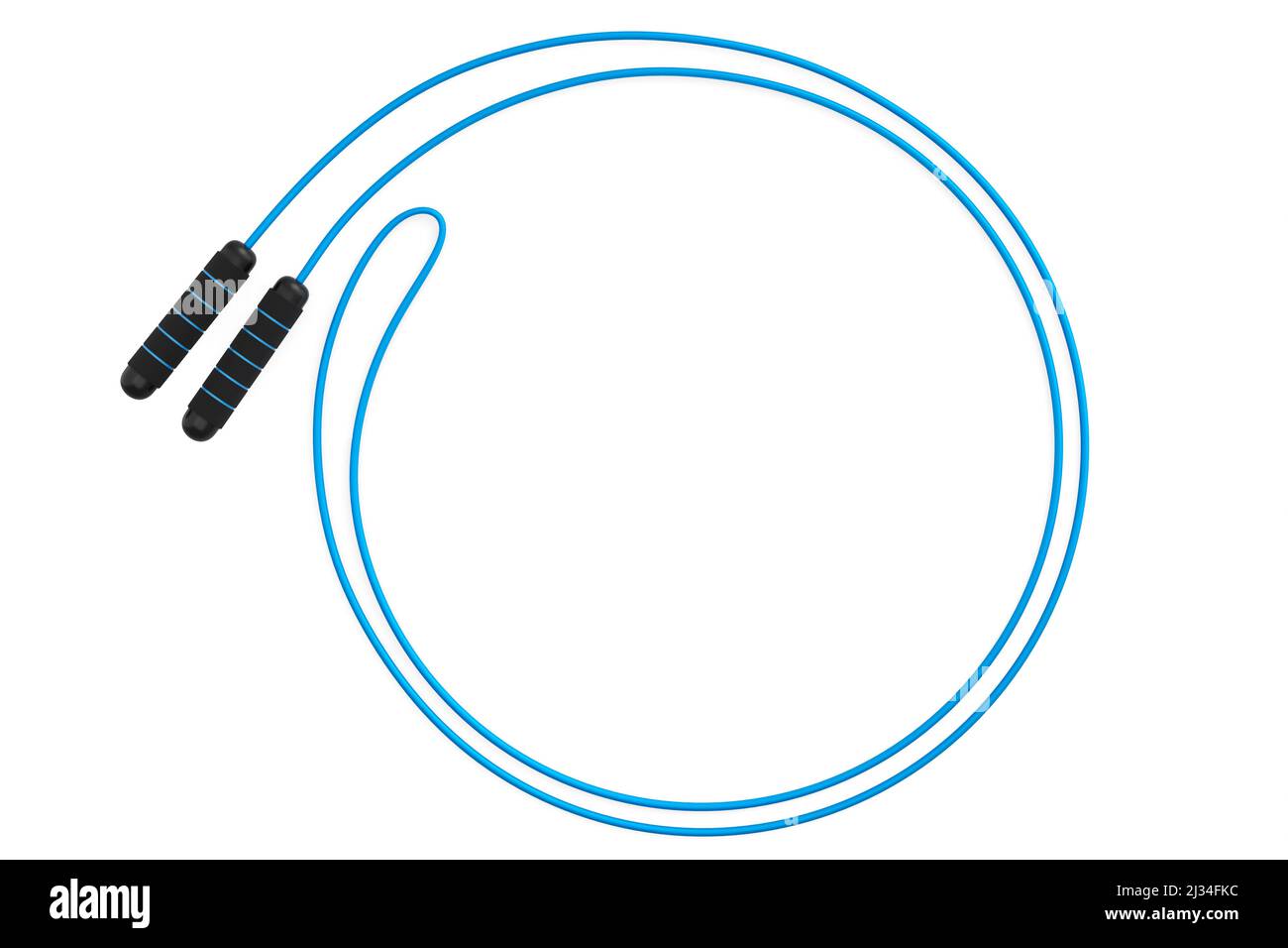 Blue skipping rope or jumping rope isolated on white background. 3d ...