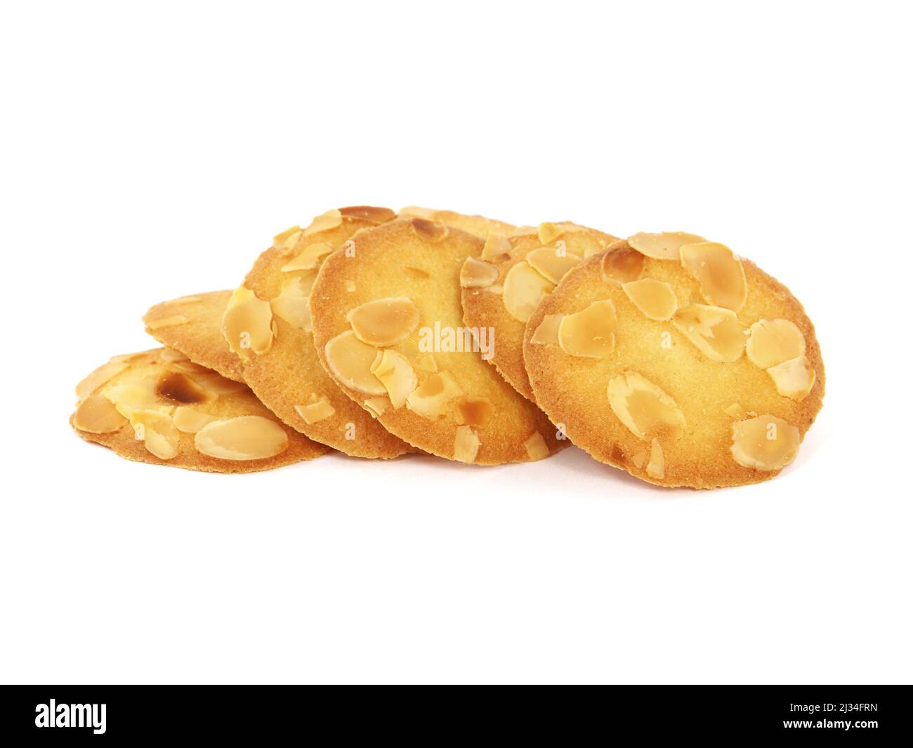 Almond flake cookies isolated on white Stock Photo - Alamy