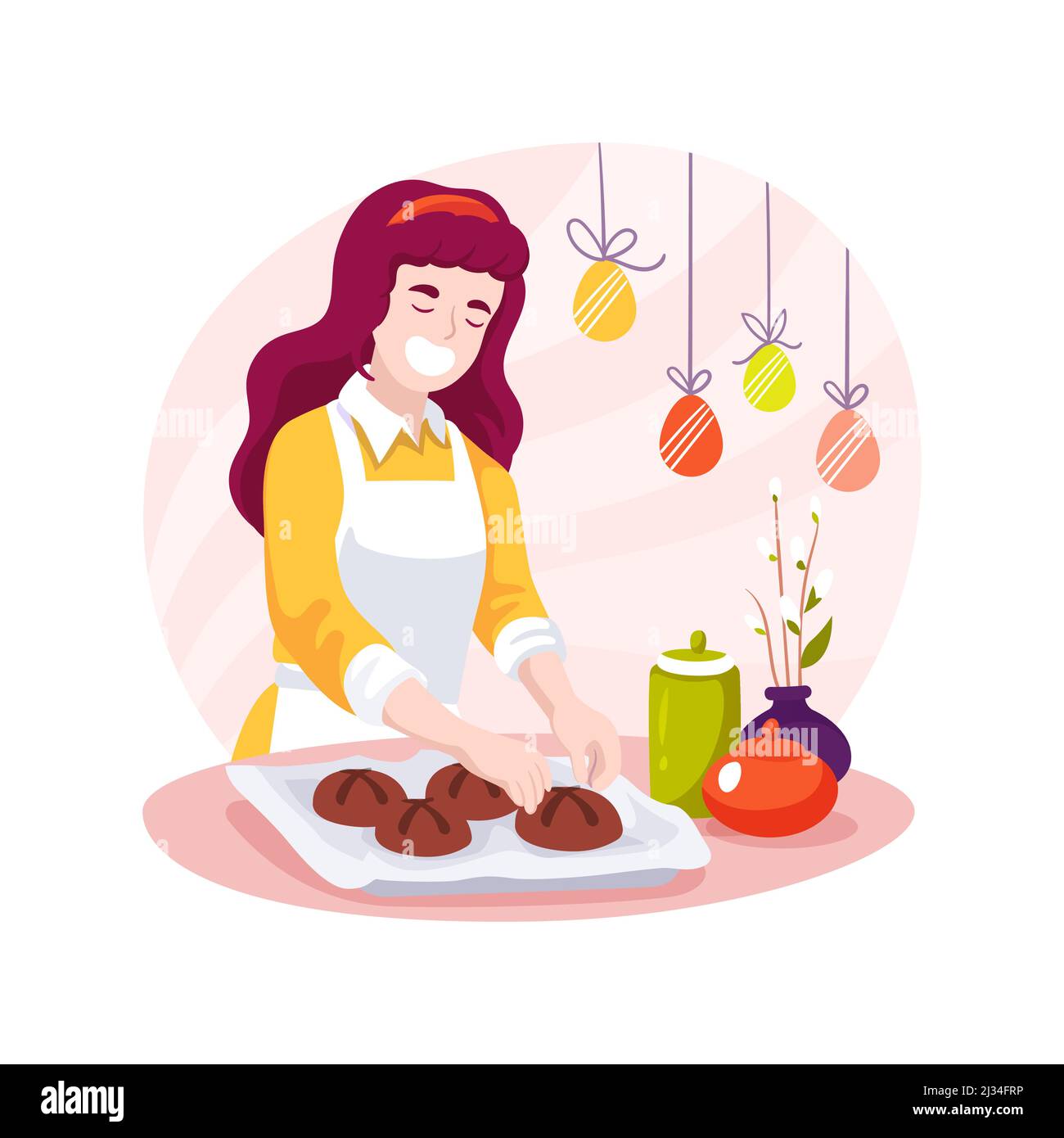 Easter cross buns isolated cartoon vector illustration Stock Vector ...