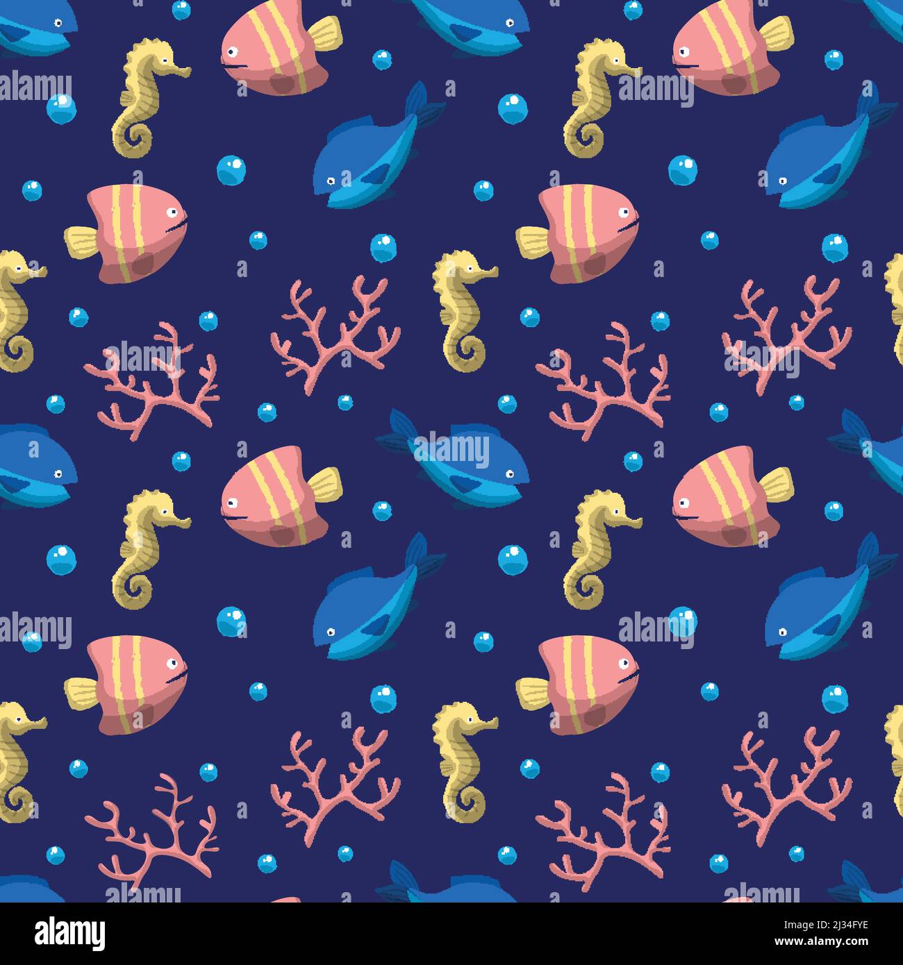 Hand Drawn World Oceans Day Seamless Pattern Vector Illustration Stock