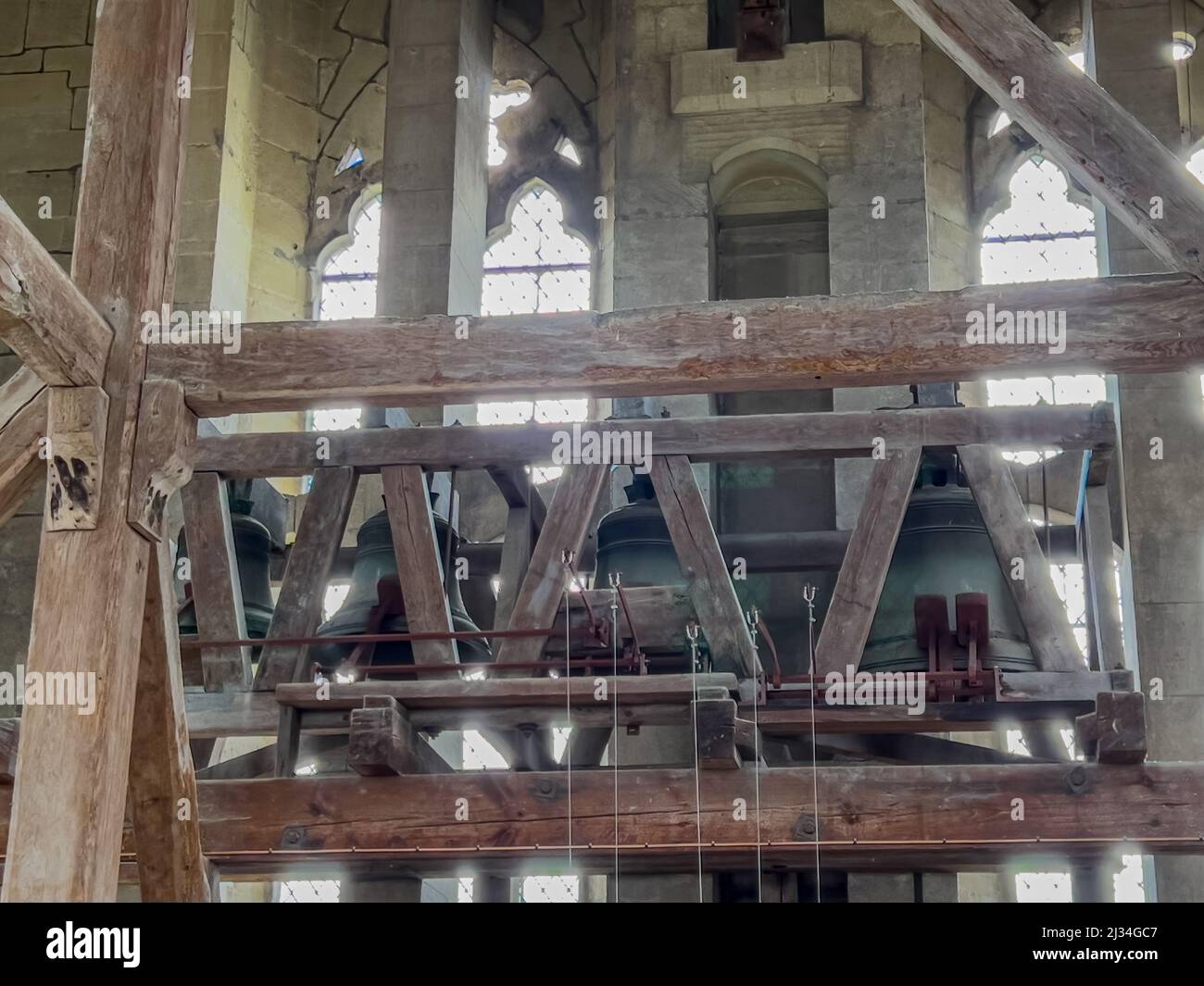 quarter and half hour bells of Salisbury Cathedral, England Stock Photo ...
