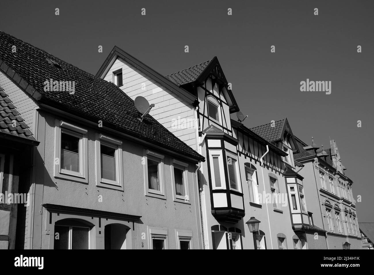 View town half timbered Black and White Stock Photos & Images - Alamy