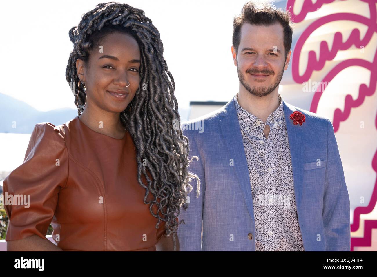 Cannes, France. April 05, 2022, Amanda Parris and Julian De Zotti ...
