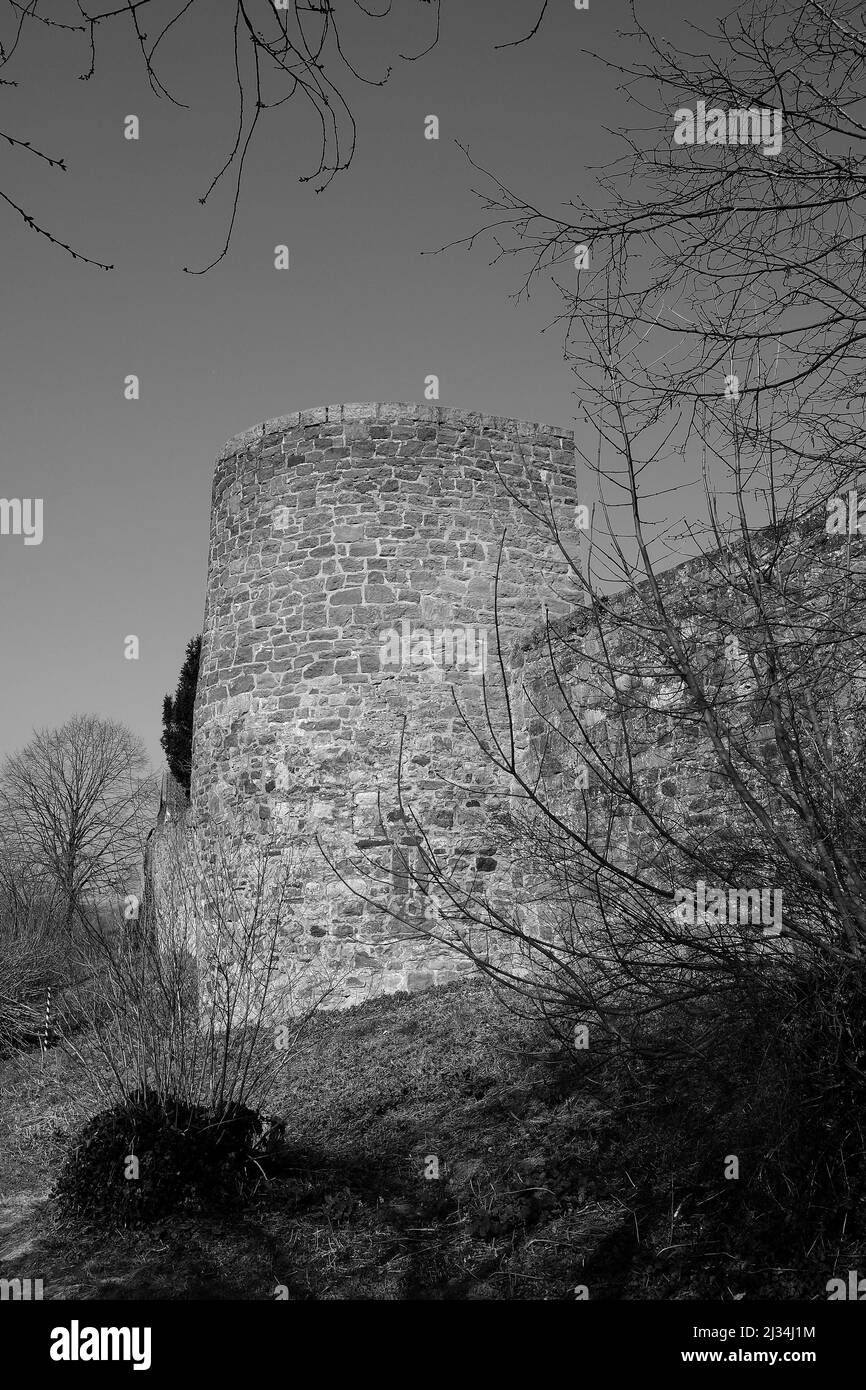 A grayscale view of an ancient fort wall Stock Photo - Alamy