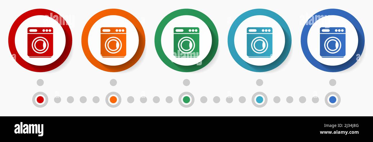 Washing machine, laundry concept vector icon set, infographic template ...