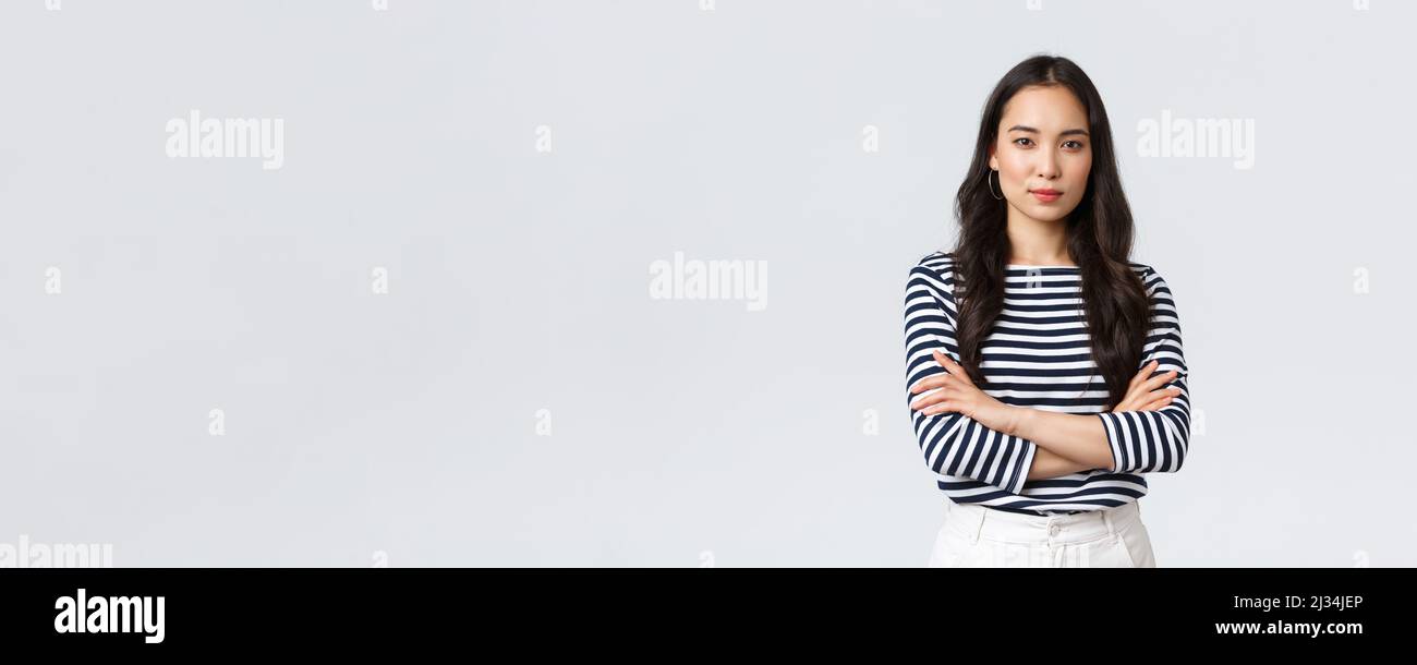 Lifestyle, people emotions and casual concept. Confident nice smiling ...