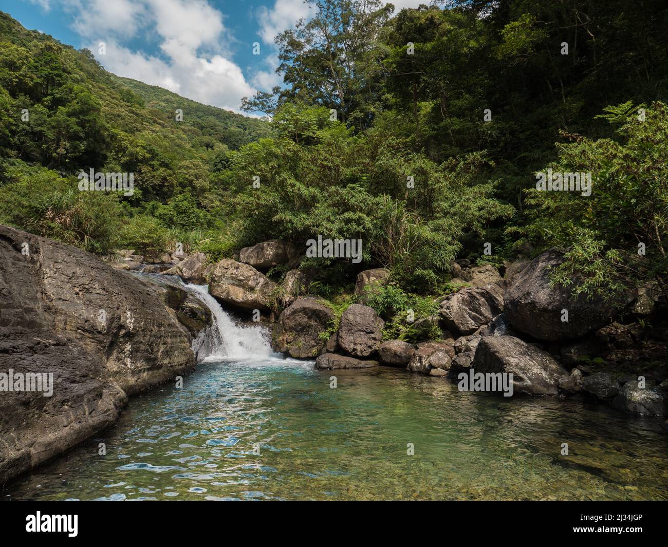 Pool in mountain stream with small waterfall, Sanxia, Taipei Stock ...