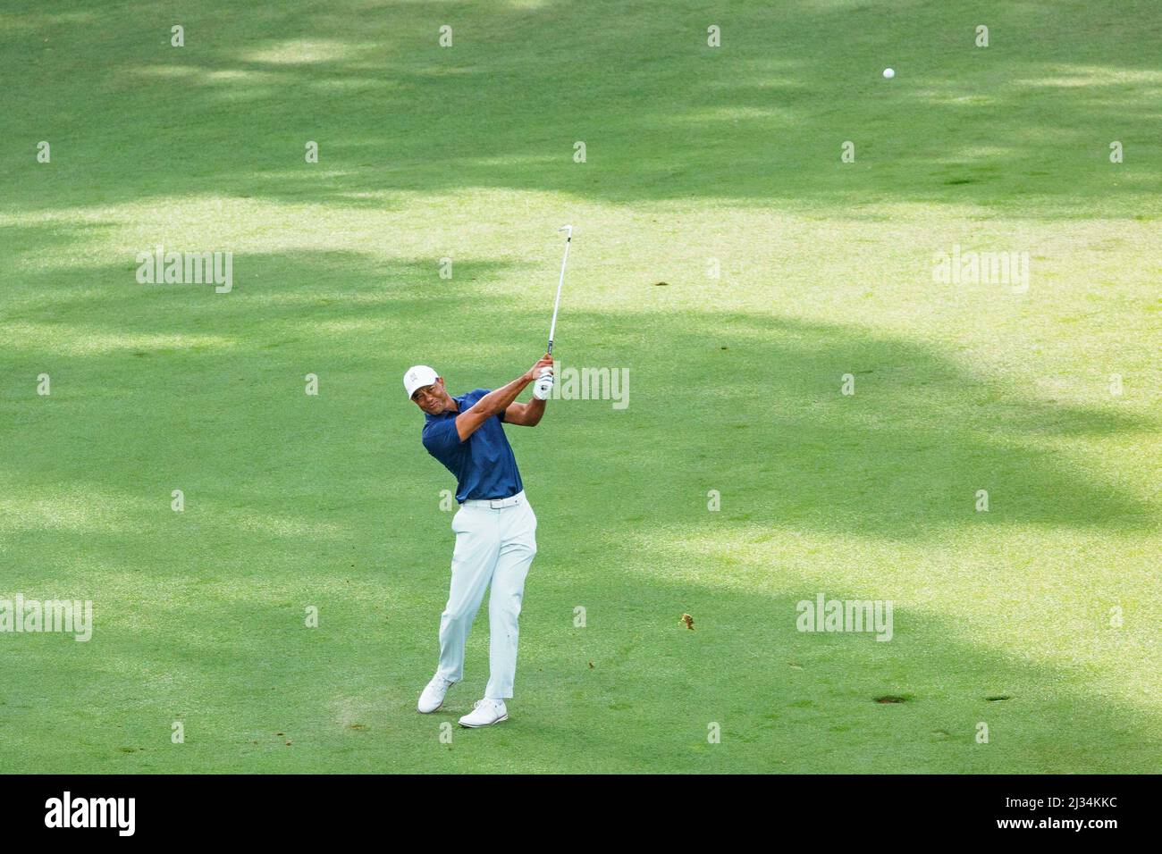 Augusta National Golf Club. 04th Apr, 2022. Tiger Woods hits the ball ...