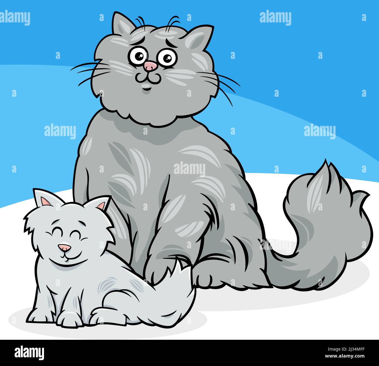 Cartoon illustration of cat mom and kitten animal characters Stock ...
