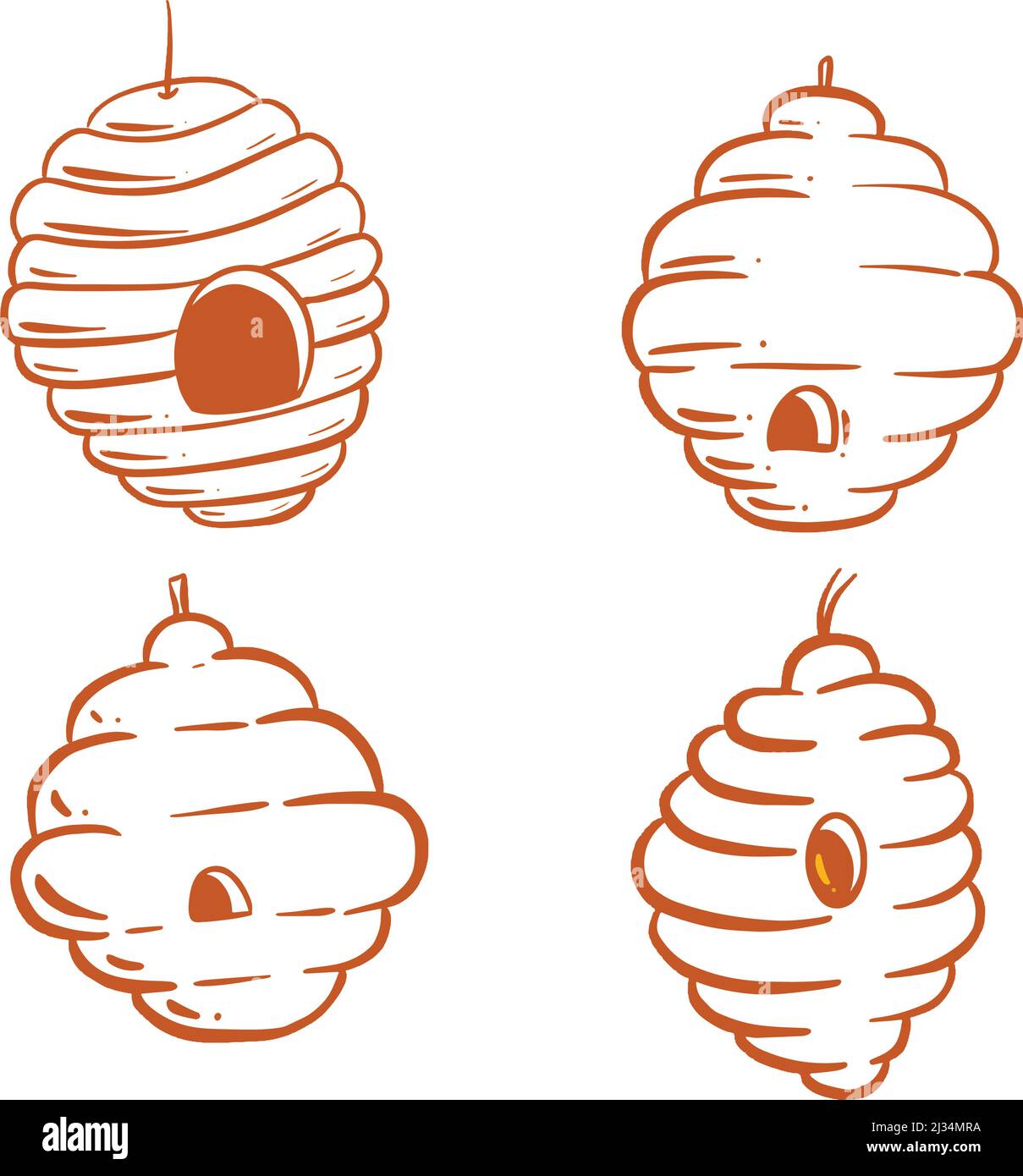 Cute Cartoon Beehive Illustration Collection for Logo for Bees Stock ...