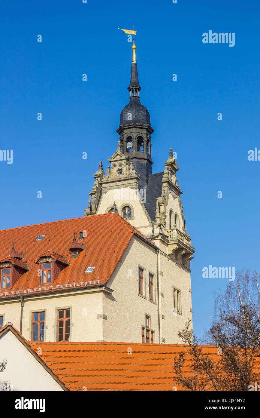Tower of the historic town hall in Bernburg, Germany Stock Photo - Alamy