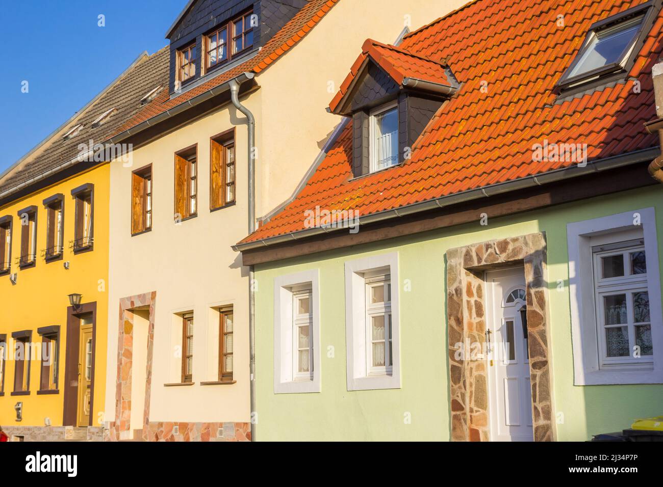 Colorful old houses in the historic center of Bernburg, Germany Stock ...