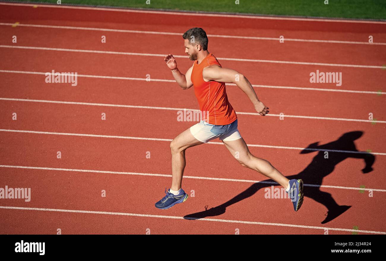 physical training. athletic guy run. challenge and competition ...