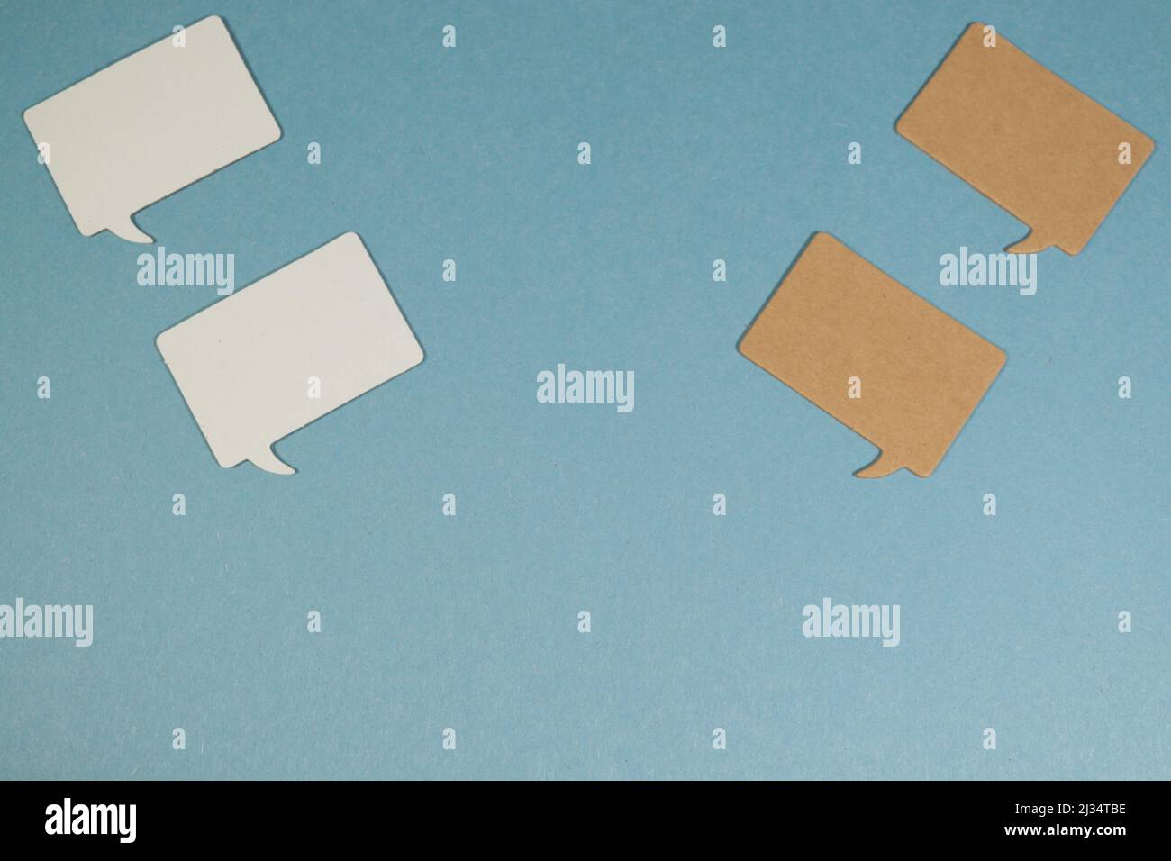 Small Rectangular speech bubbles against light blue background Stock ...