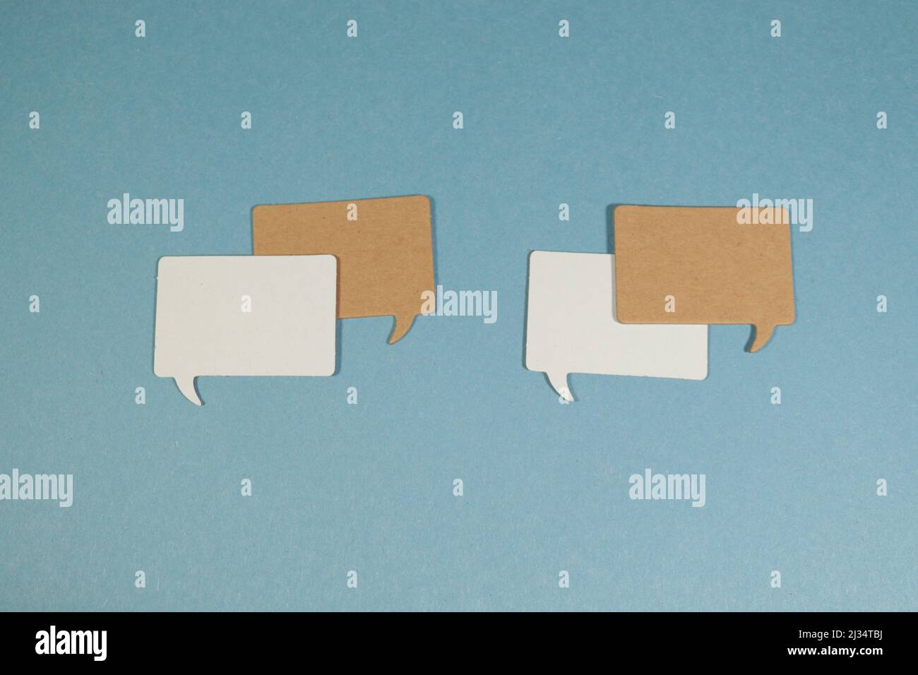 Small Rectangular speech bubbles against light blue background Stock ...