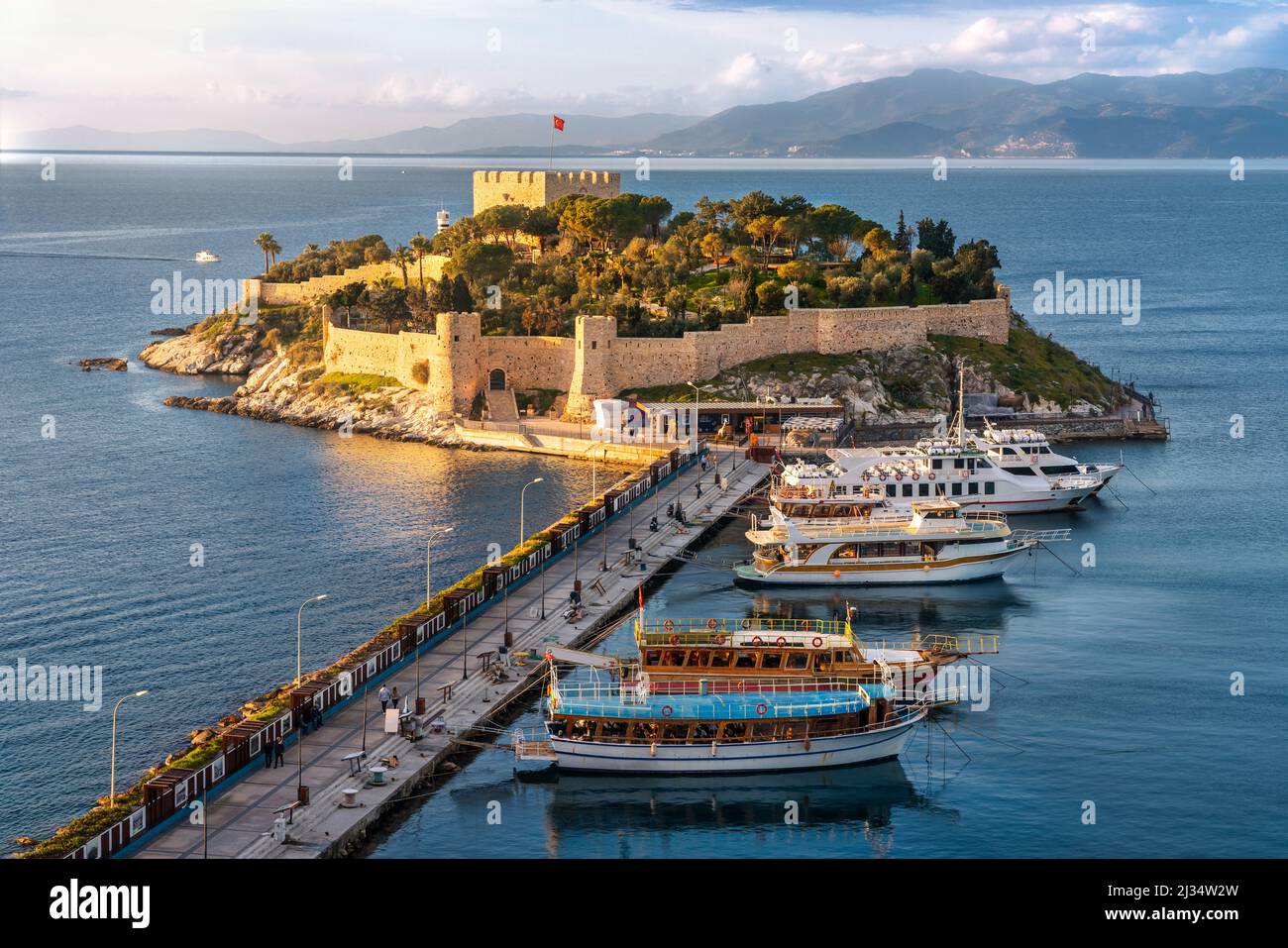 Ancient fort castle on Pigeon Island in Kusadasi Turkey Stock Photo - Alamy