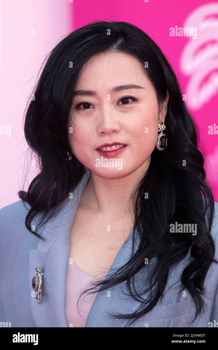 Ye Shu attends the pink carpet during the 5th Canneseries Festival, on ...