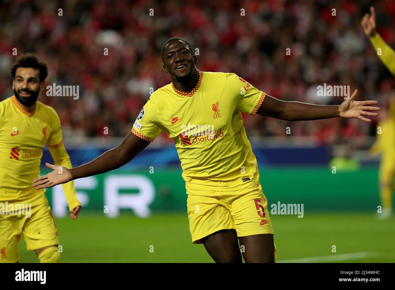 Lisbon, Portugal. 5th Apr, 2022. Ibrahima Konate of Liverpool FC ...
