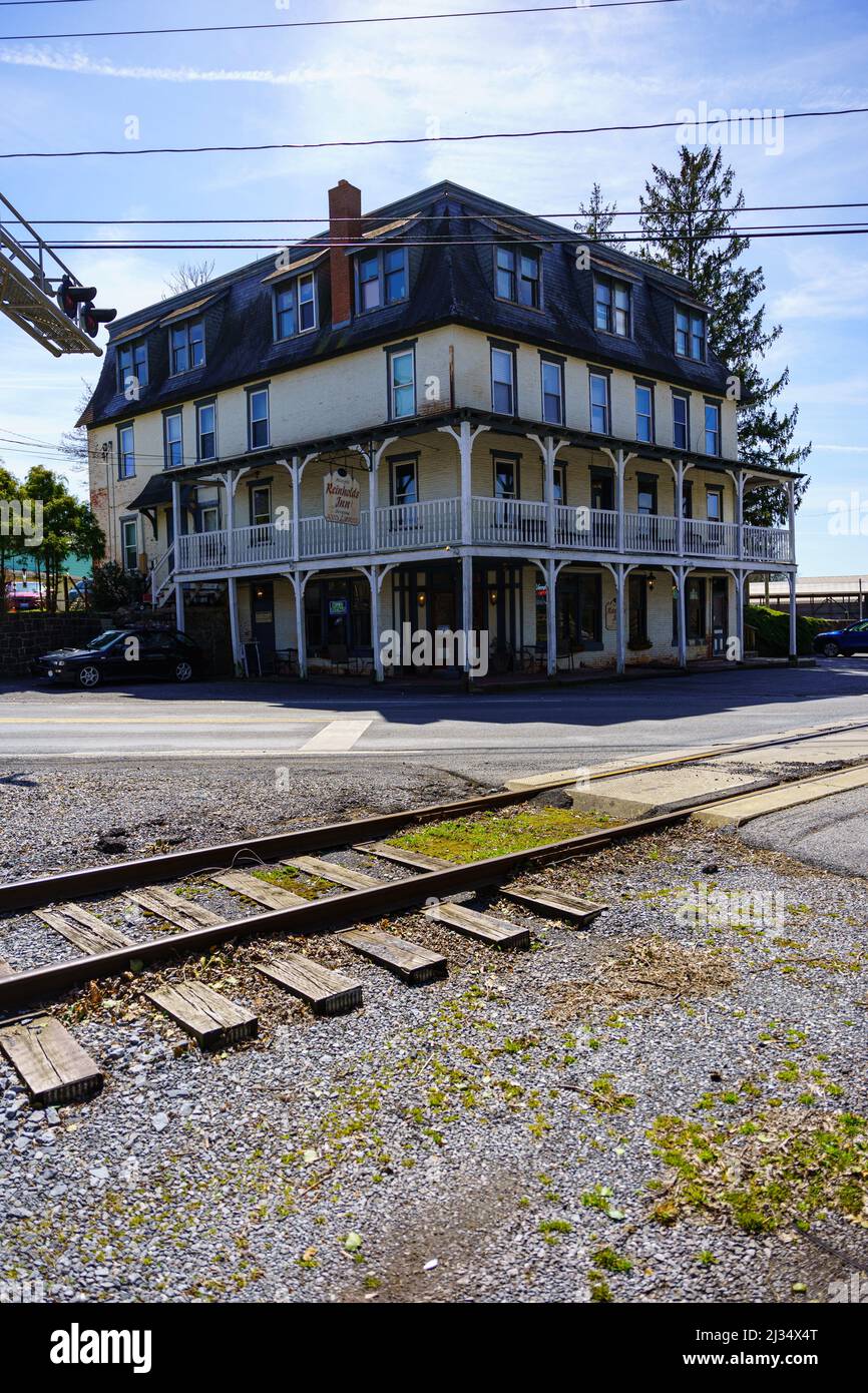 Reinholds, PA, USA - April 2, 2022: The Station Inn at Reinholds is a ...