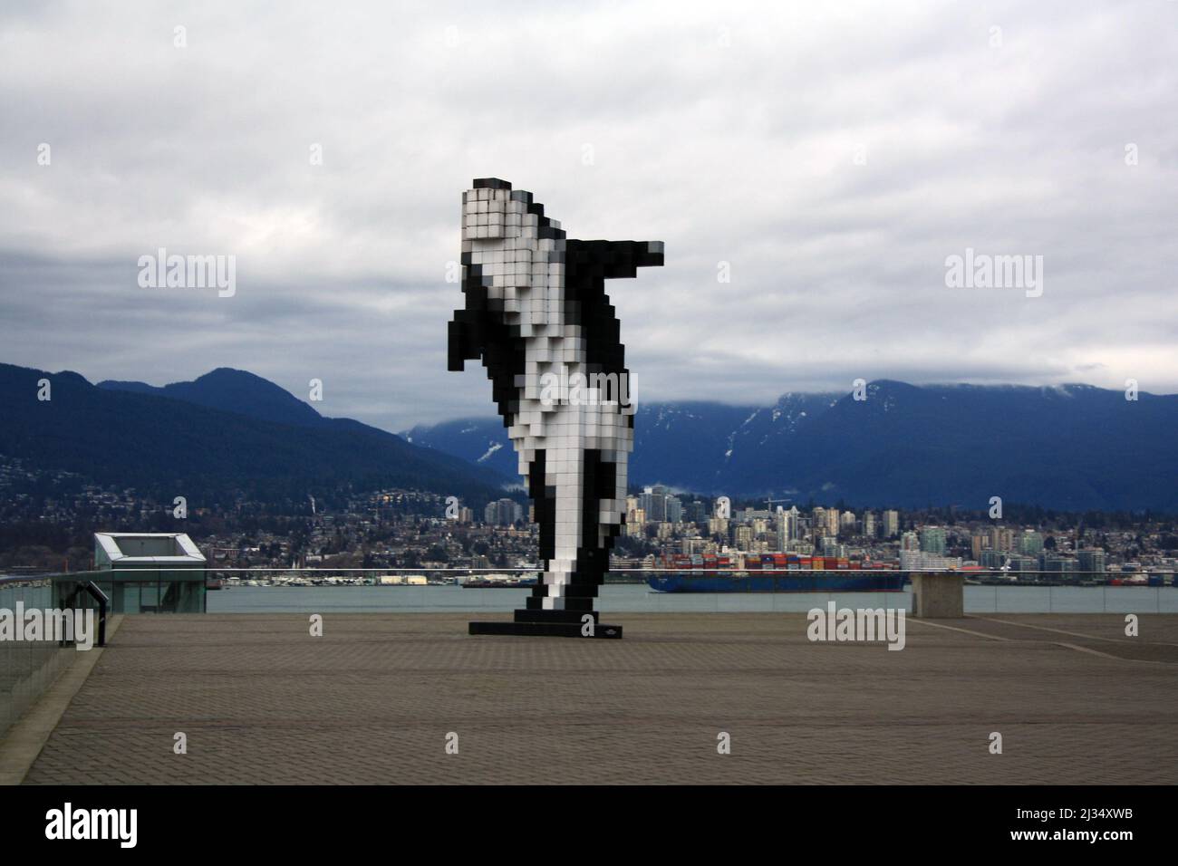A digital orca monument in downtown Vancouver, British Columbia, Canada ...