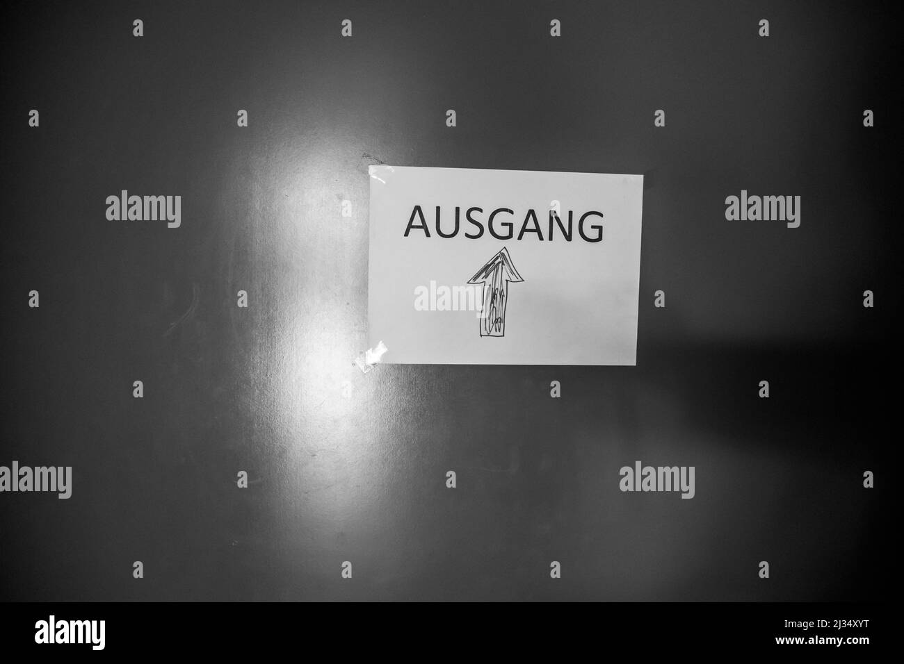 Green door blue city Black and White Stock Photos & Images - Alamy