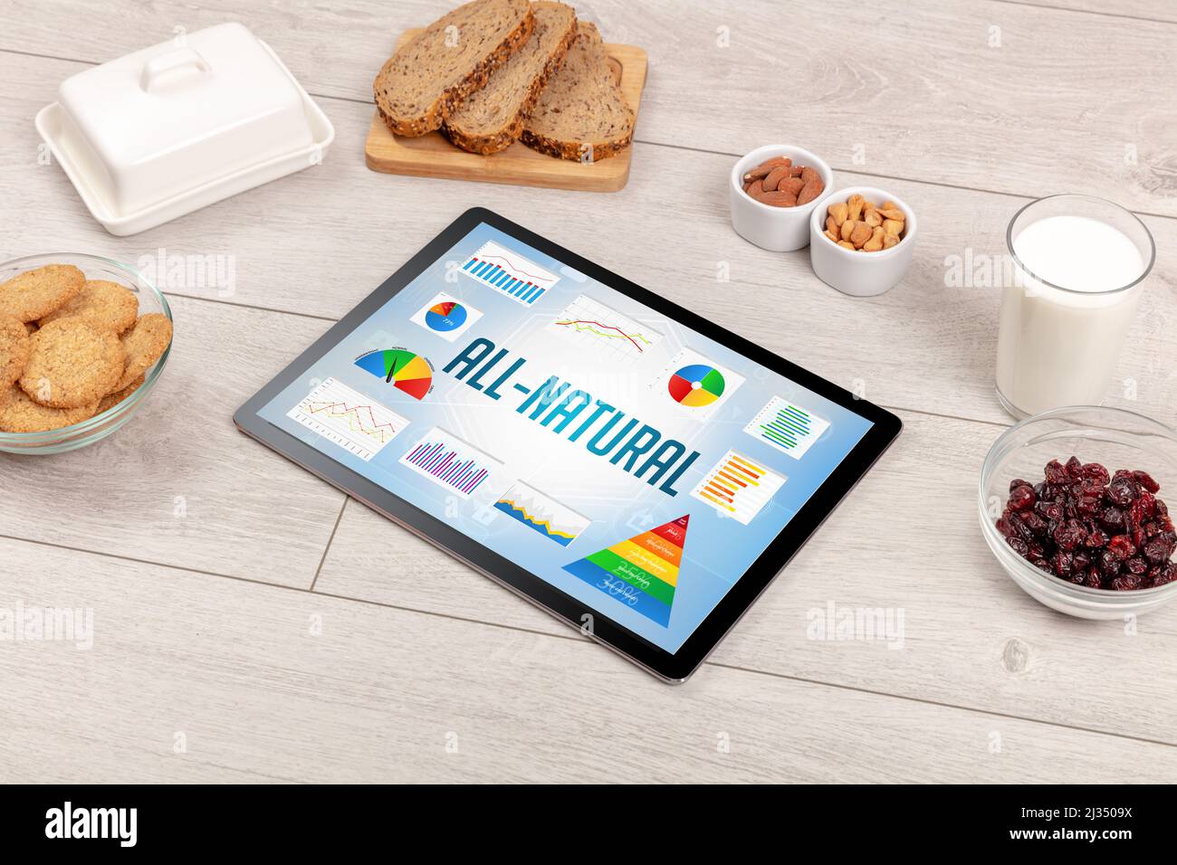 Organic food and tablet pc Stock Photo - Alamy