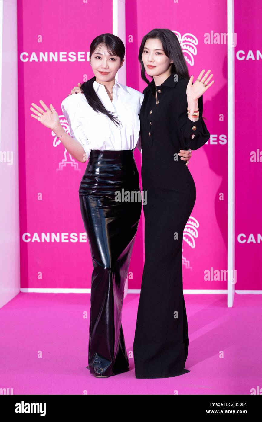 Jung Eun-ji and Lee Sun-bin attend the pink carpet during the 5th ...