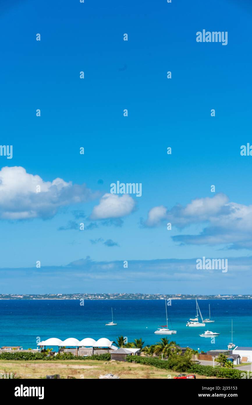 A vertical view of the sea from Anse Marcel Beach, Saint Martin Stock ...