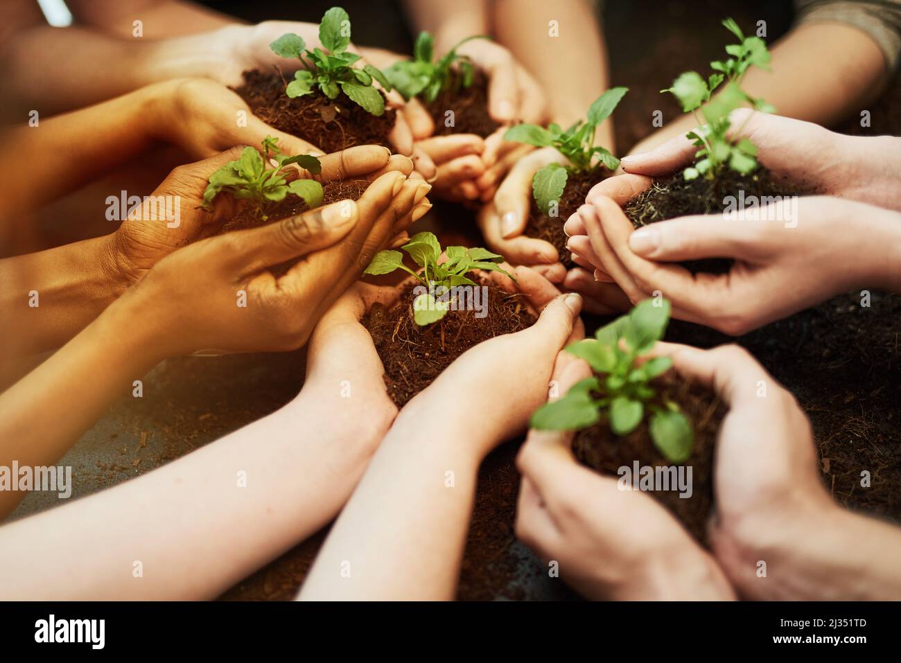 Be the change you want to see the world. Cropped shot of a group of ...
