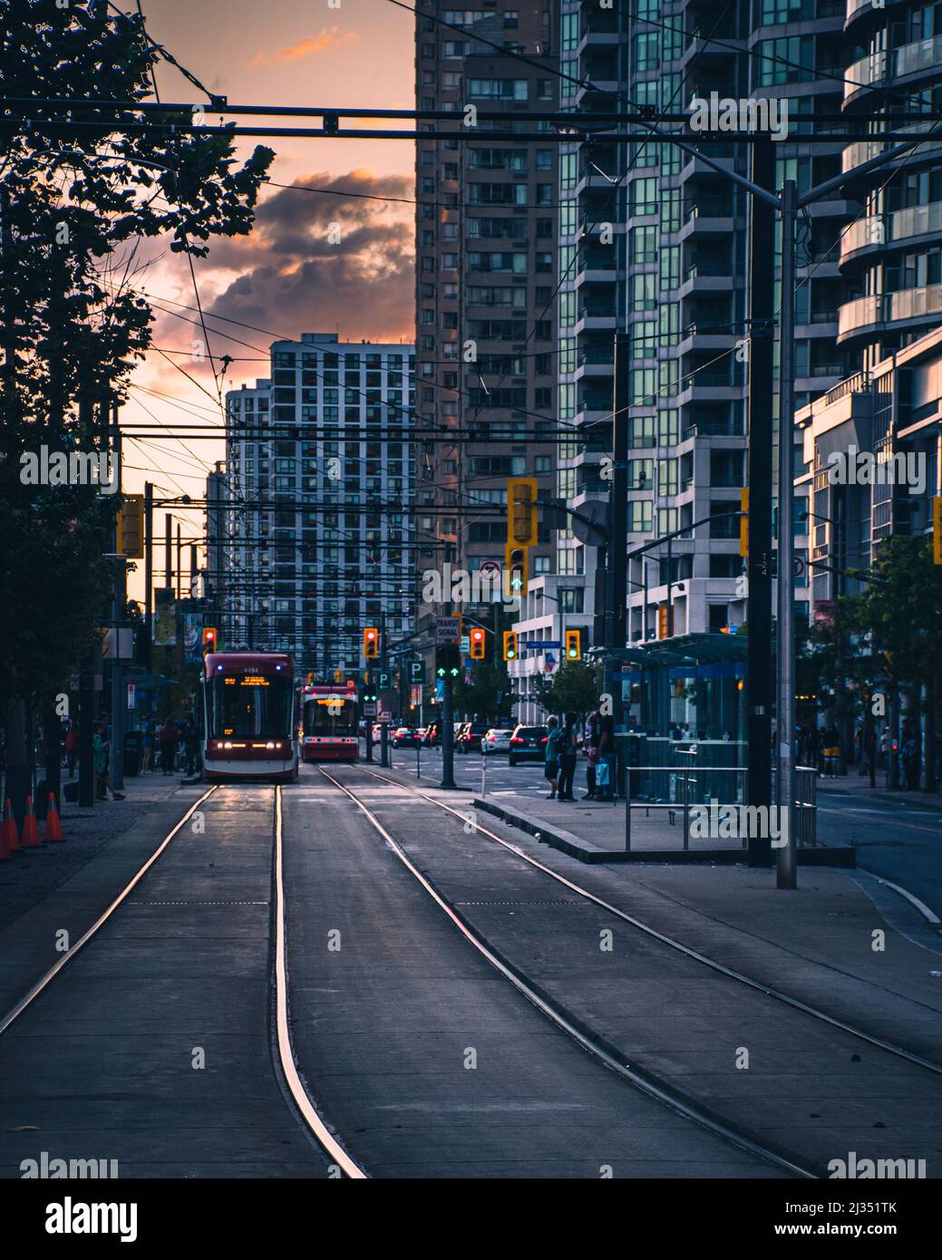 A city view of a tramway in Toronto at sunset, Canada Stock Photo - Alamy