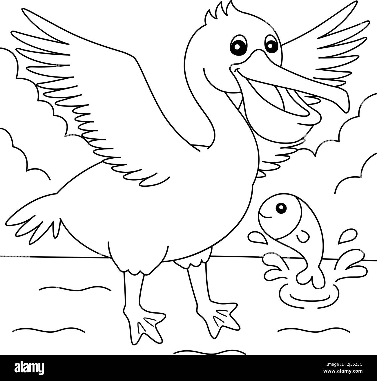 Pelican Animal Coloring Page for Kids Stock Vector Image & Art - Alamy