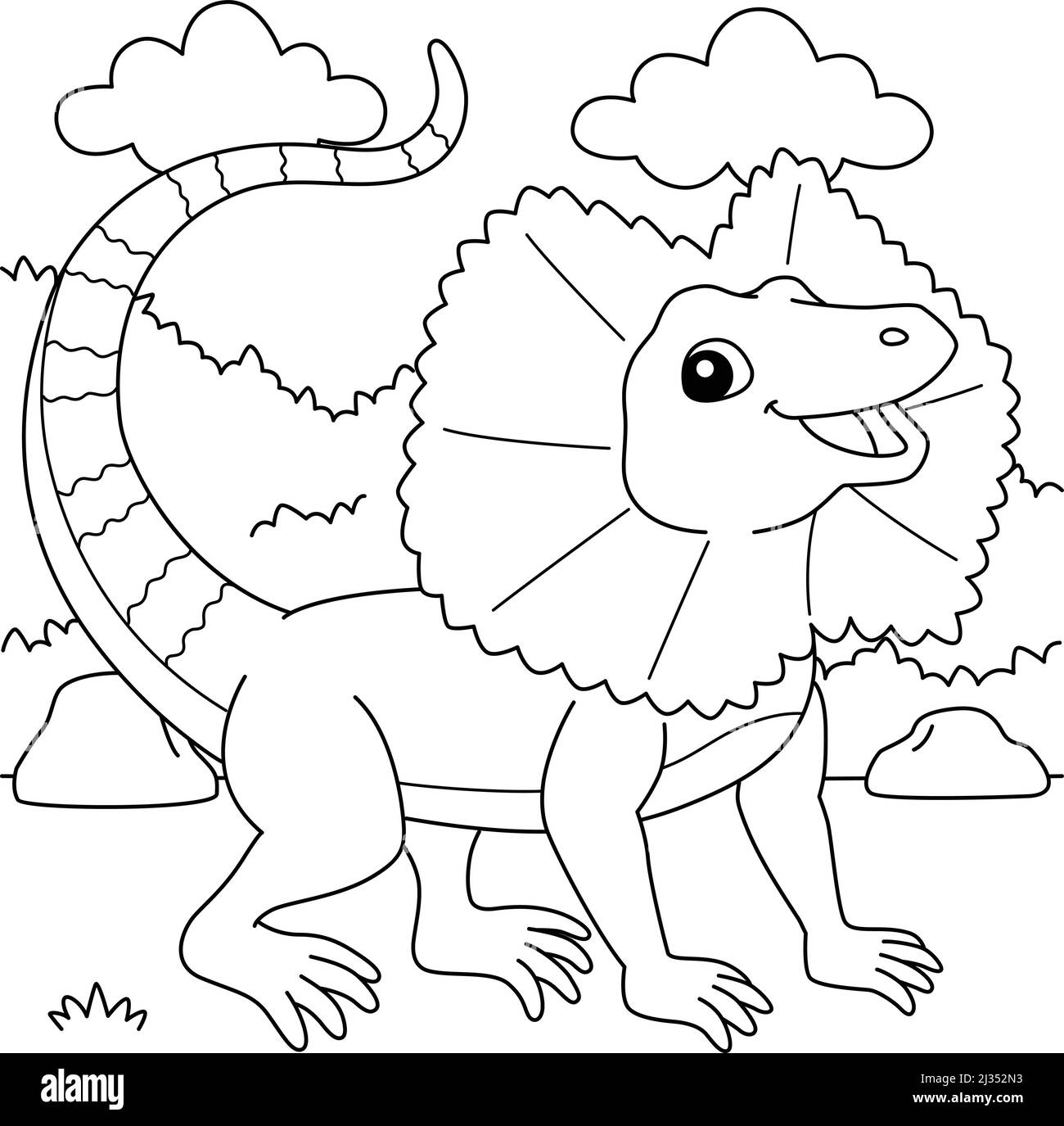 Frill Necked Lizard Coloring Page for Kids Stock Vector Image & Art - Alamy